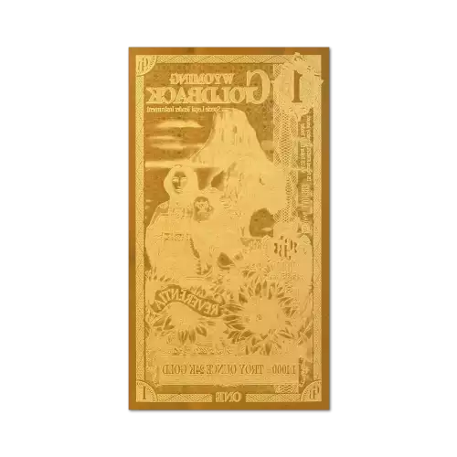 1 Wyoming Gold Back Note 1/1000th oz .999 Gold - Bullion Brothers LLC